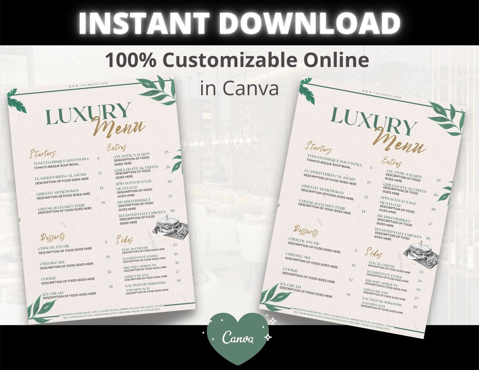 Luxury Restaurant Menu Template | Cafe Menu | Catering Menu Template ...