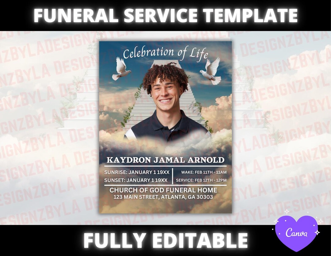 DIY Funeral Flyer, Celebration of Life Service Flyer - Fully Editable ...