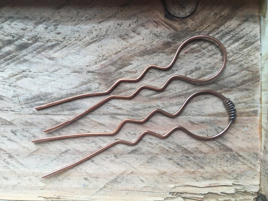 Solid Copper Hair Pins (pair) - Etsy UK