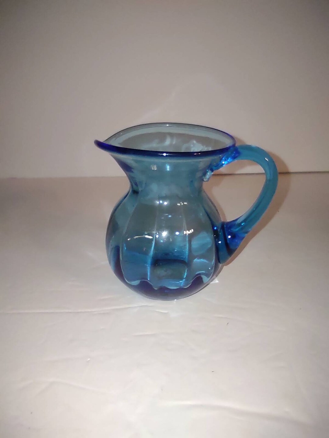 Pilgrim Creamer Turquoise Blue Glass Small Pitcher - Etsy