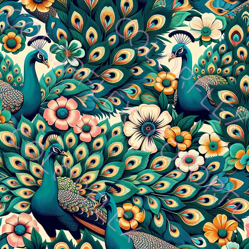 Peacock-print(7) - High Resolution Vector File -instant Digital ...