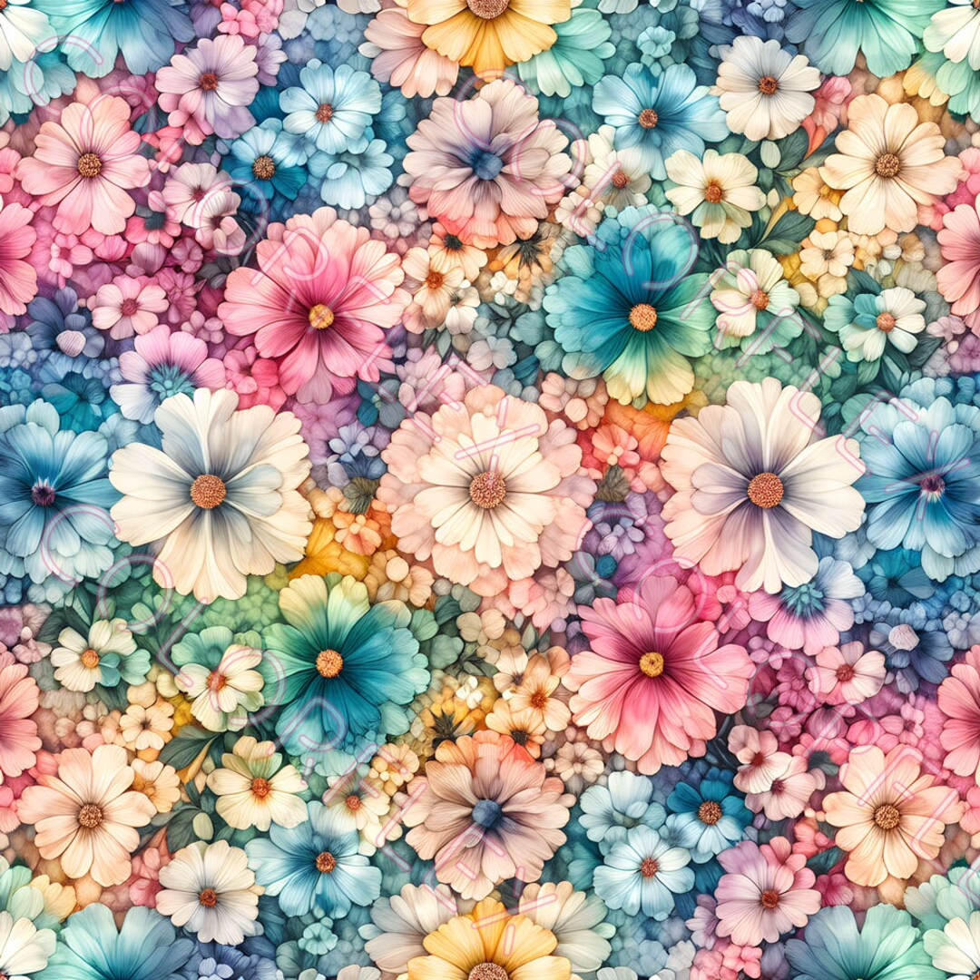 Pastel Rainbow Flowers - High Resolution Vector File-instant Digital ...