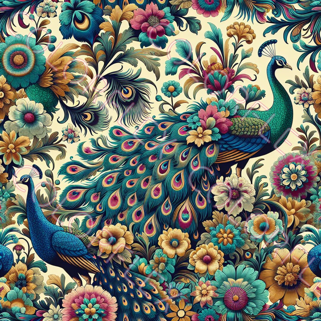 Peacock-print(5) - High Resolution Vector File -instant Digital ...