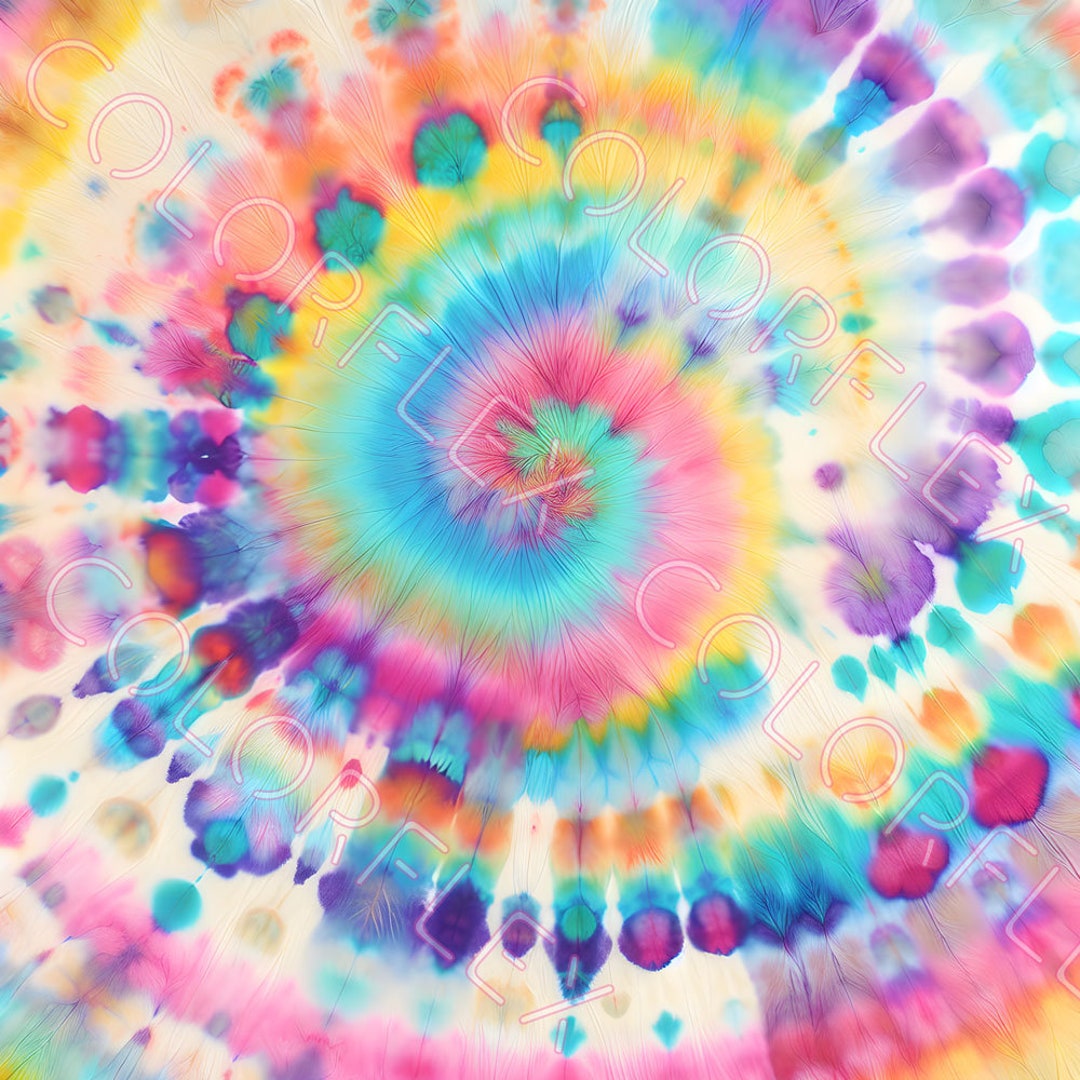 Spiral Rainbow Tie Dye Digital Paper 12x12 JPG, Printable Tie-dye ...