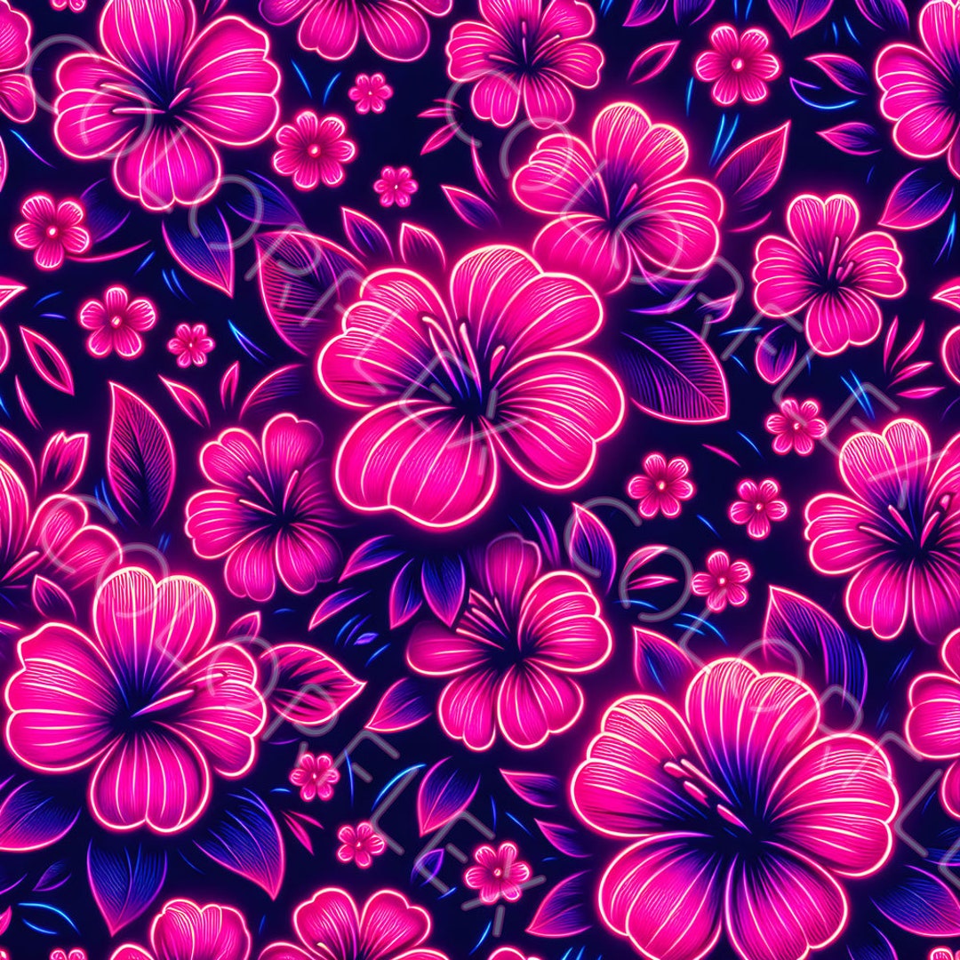 Neon Flowers Collection Clipart, PNG Flowers Clipart, Neon Flowers ...