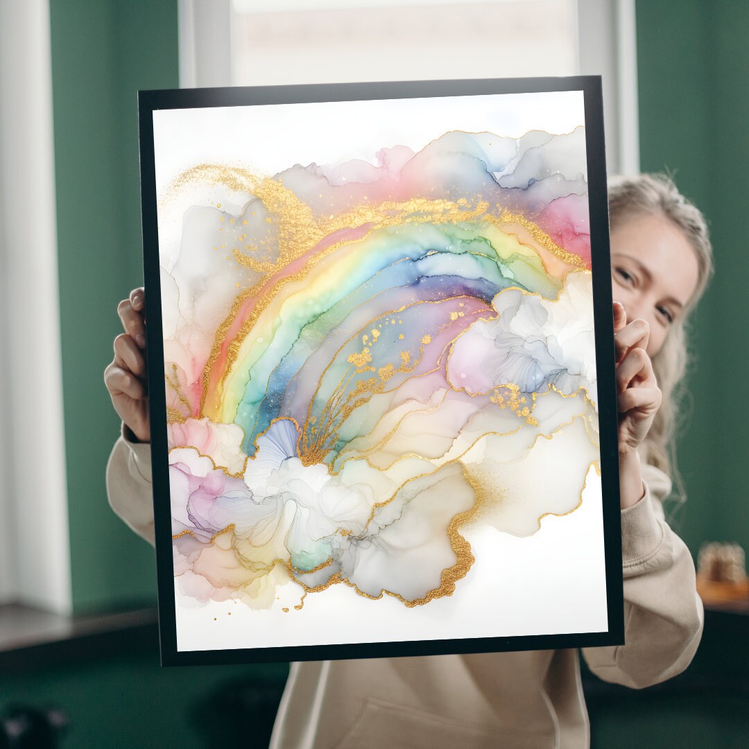 Pastel Colors Rainbow Abstract Pastel Wall Art Digital Print on Canvas ...