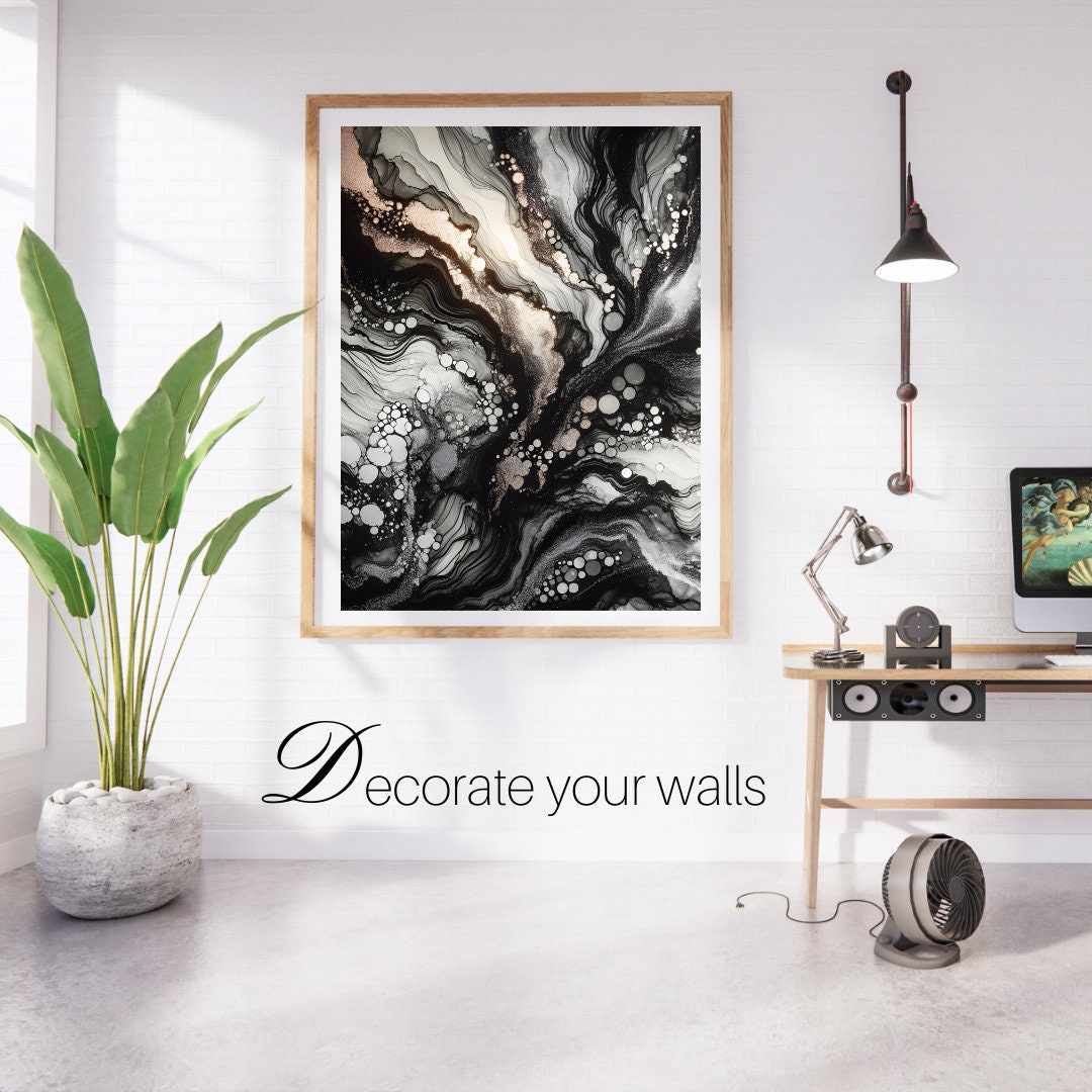 Abstract Wall Art Black and Gold Wall Art Modern Wall Art Luxury Wall ...