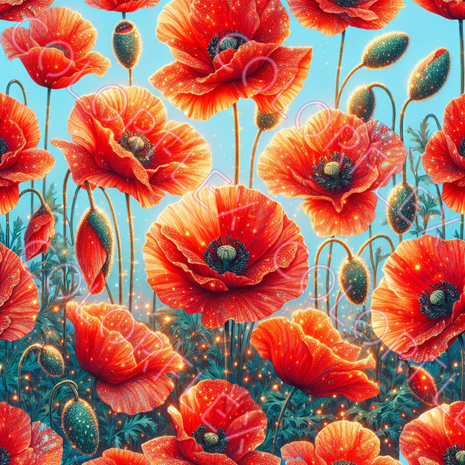 Poppies(7) - High Resolution Vector File -instant Digital Download ...