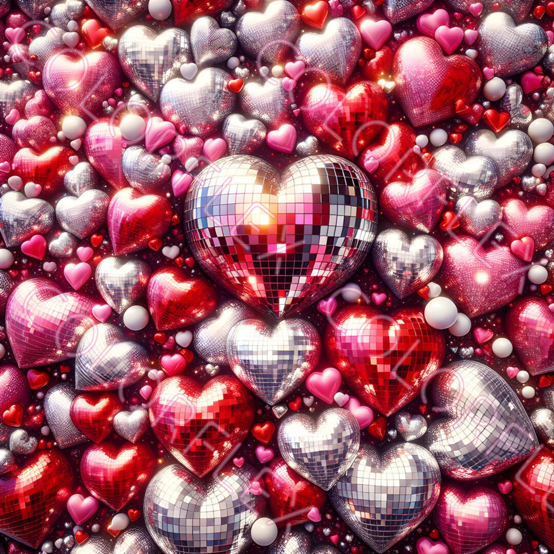Disco-valentines-hearts - High Resolution Vector File -instant Digital ...