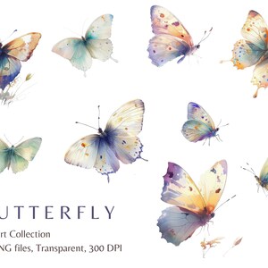 Watercolor Butterfly Clip Art, 24 Pcs, for Invitations, Scrapbooks ...