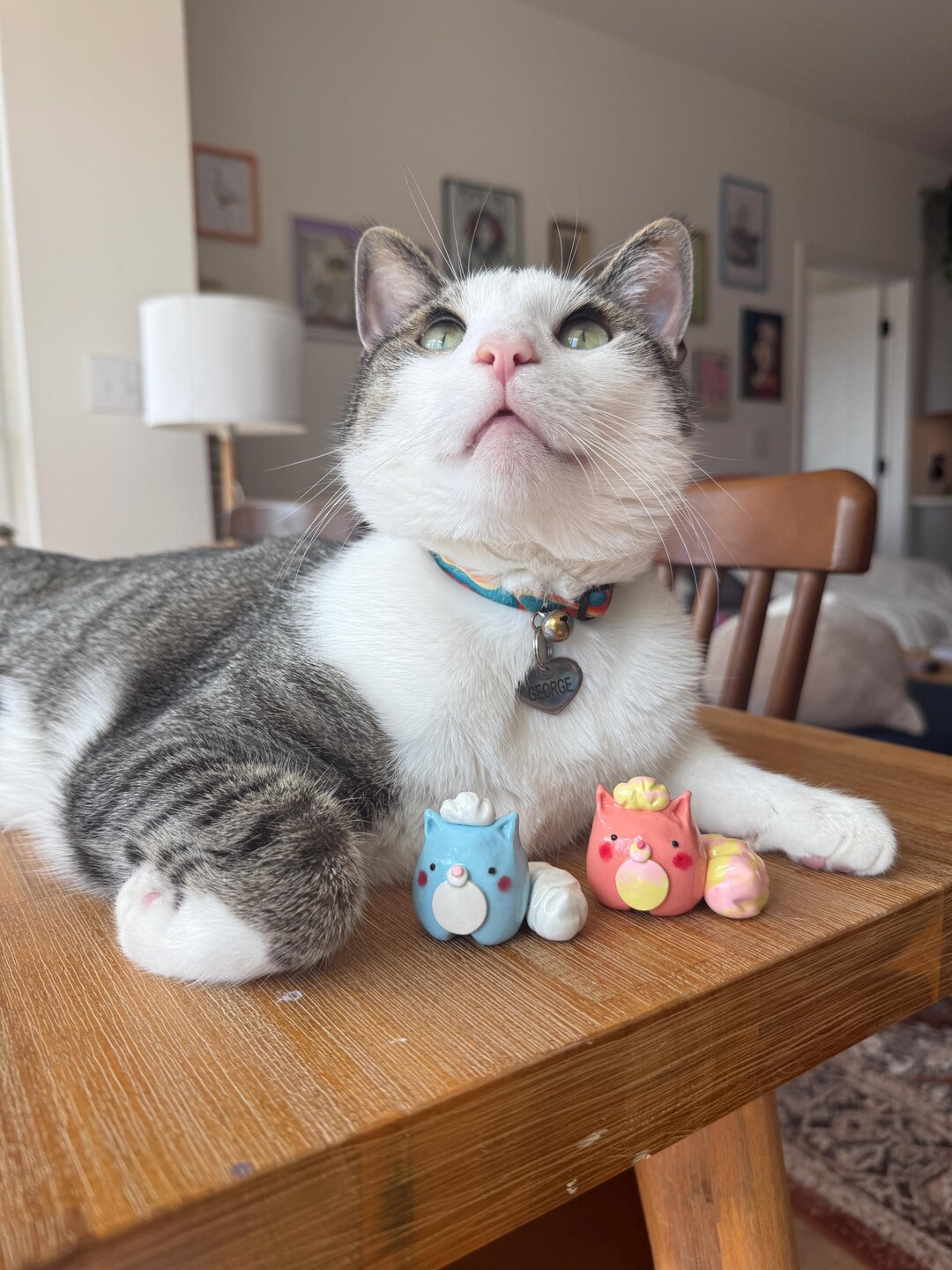 Polymer Clay Cat Desk Pal - Handmade Sky Cat Figurine - Etsy