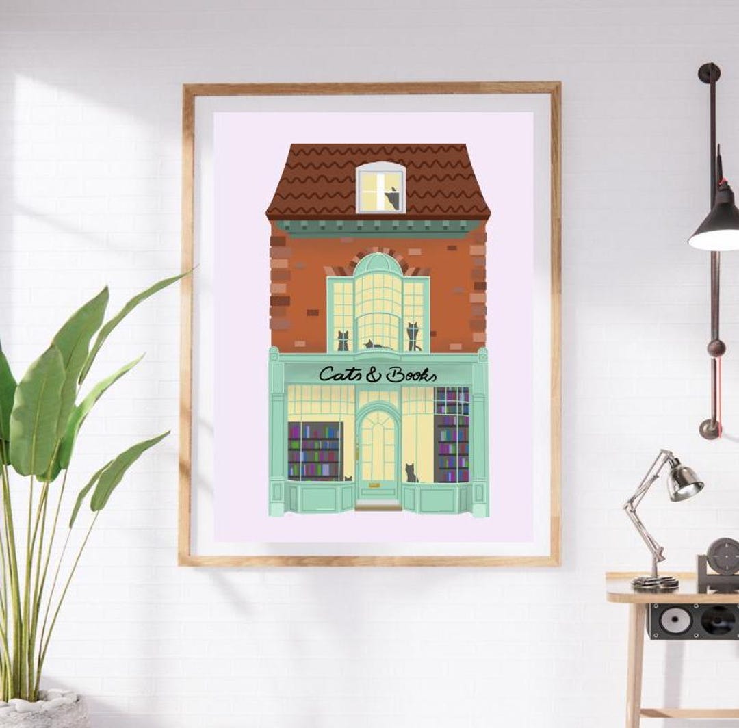 Cute Cozy Bookstore Digital Print Digital Art for Reading Corner Cute ...