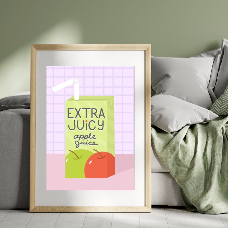 Apple Juice Box Art Fruit Juice Print Download Quirky Wall Decor ...