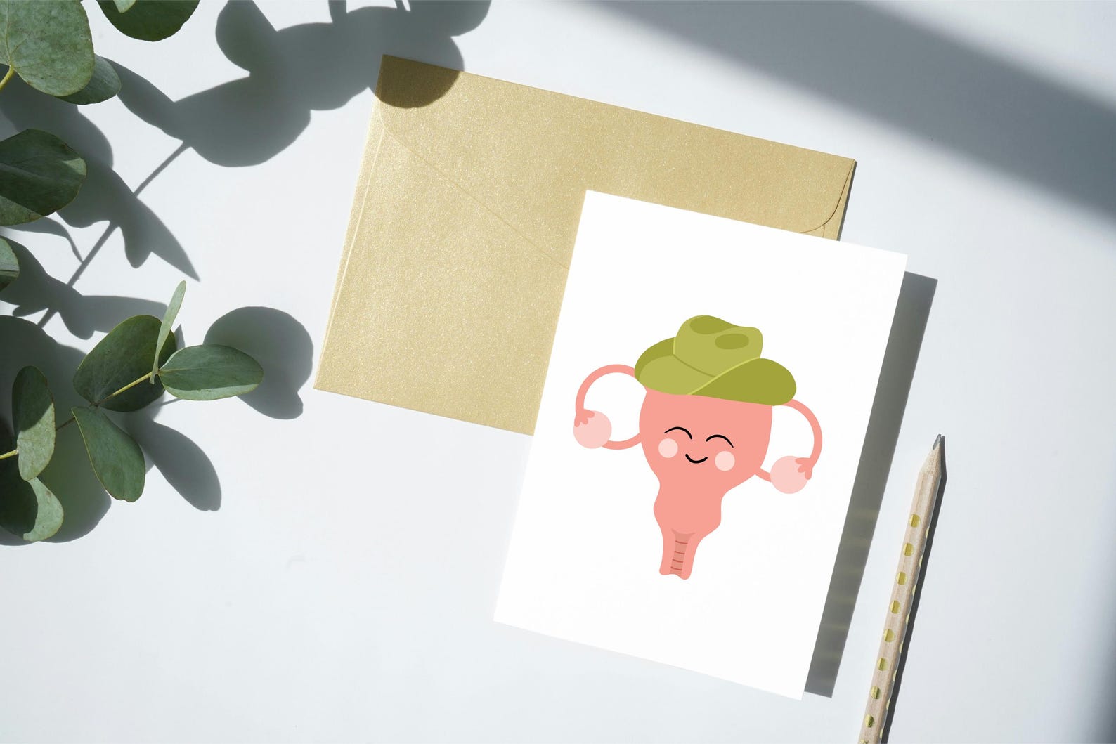 Uterus Drawing With Cowgirl Hat Card Digital Print Hysterectomy Surgery ...