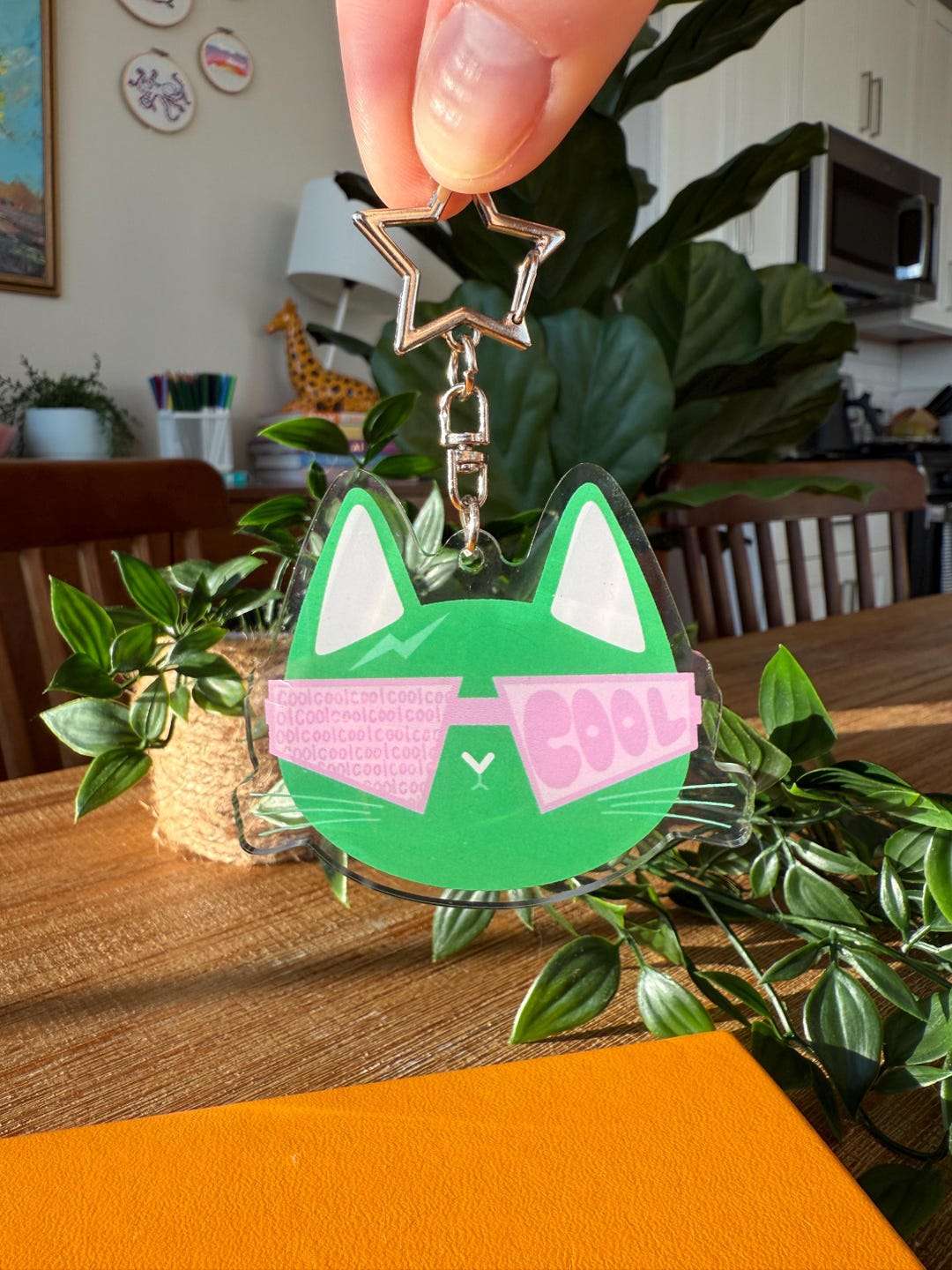 Cool Cat Acrylic Keychain | Cute Cat Backpack Keychain - Etsy