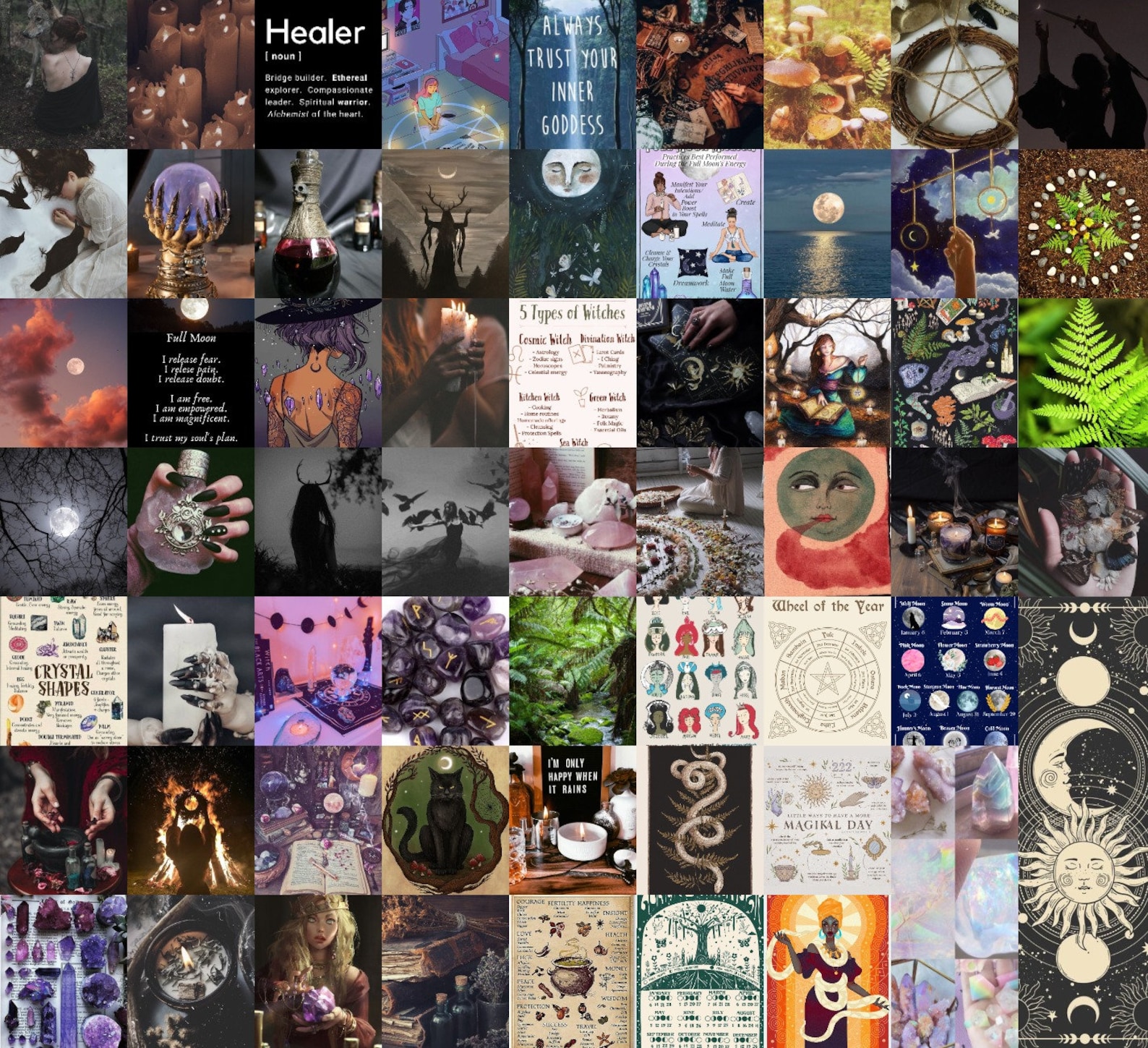 Witch Photo Collage Kit | 60 Images, Digital Download, Aesthetic Wall ...
