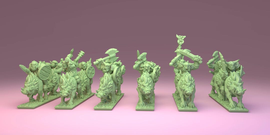 Orc and Goblin Orc Boar Riders (10mm Warmaster) by Green Skin ...