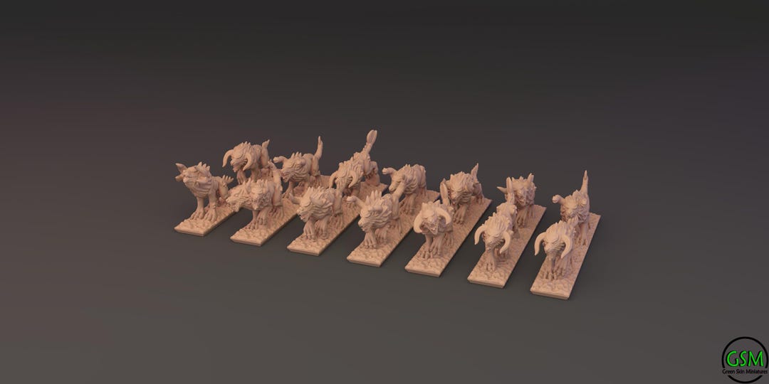 Beastmen Hounds (10mm Warmaster) by Green Skin Miniatures - Etsy