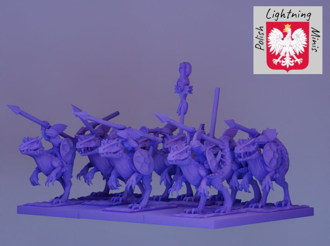 Mercenary Lizard Light Cavalry 10mm Warmaster by Polish Lightning ...