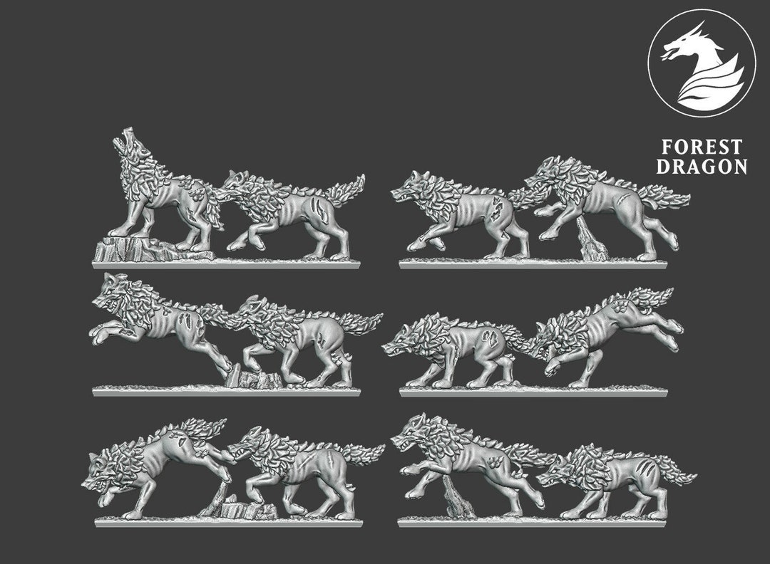 Vampire Dire Wolves (10mm Warmaster) by Forest Dragon - Etsy