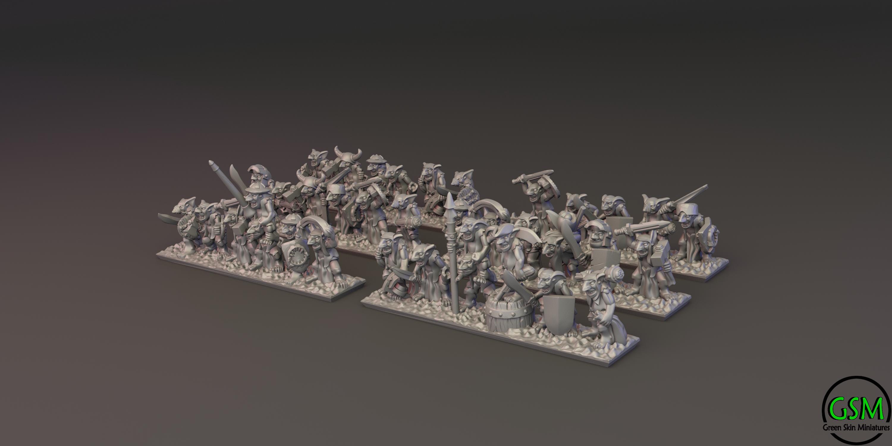 Ogre Tribes Goblin Warriors (10mm Warmaster) by Green Skin Miniatures ...