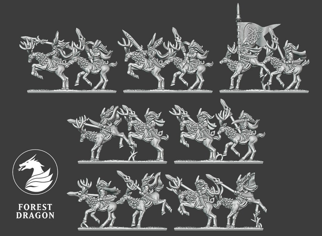Wood Elf Stag Riders (10mm Warmaster) by Forest Dragon - Etsy