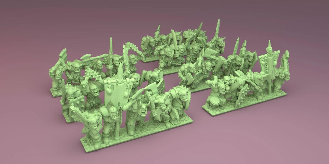 Orc and Goblin Orc Warriors (10mm Warmaster) by Green Skin Miniatures - Etsy