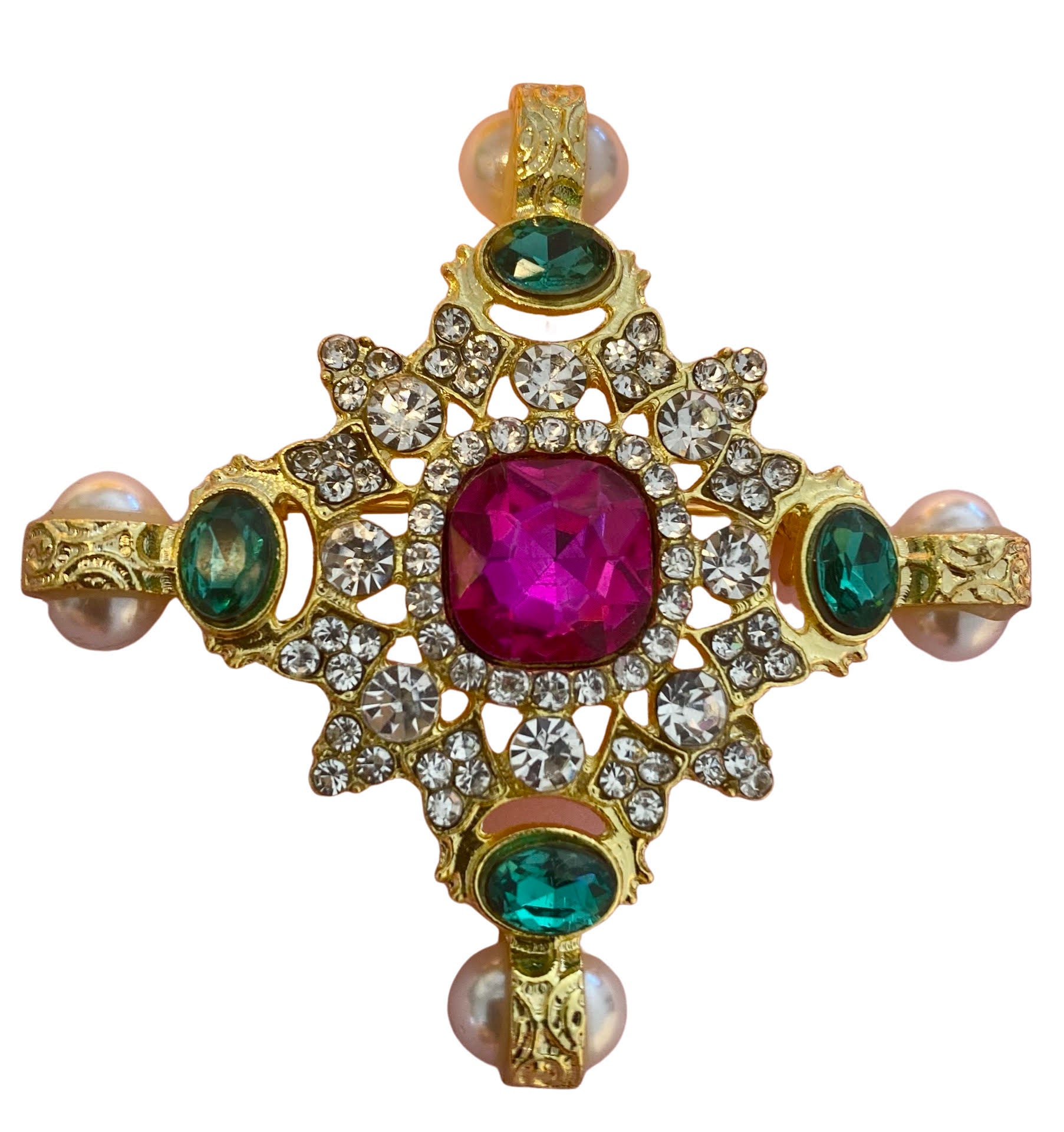 Barbie Pink Hot Pink Center Maltese Cross Brooch SIGNED - Etsy