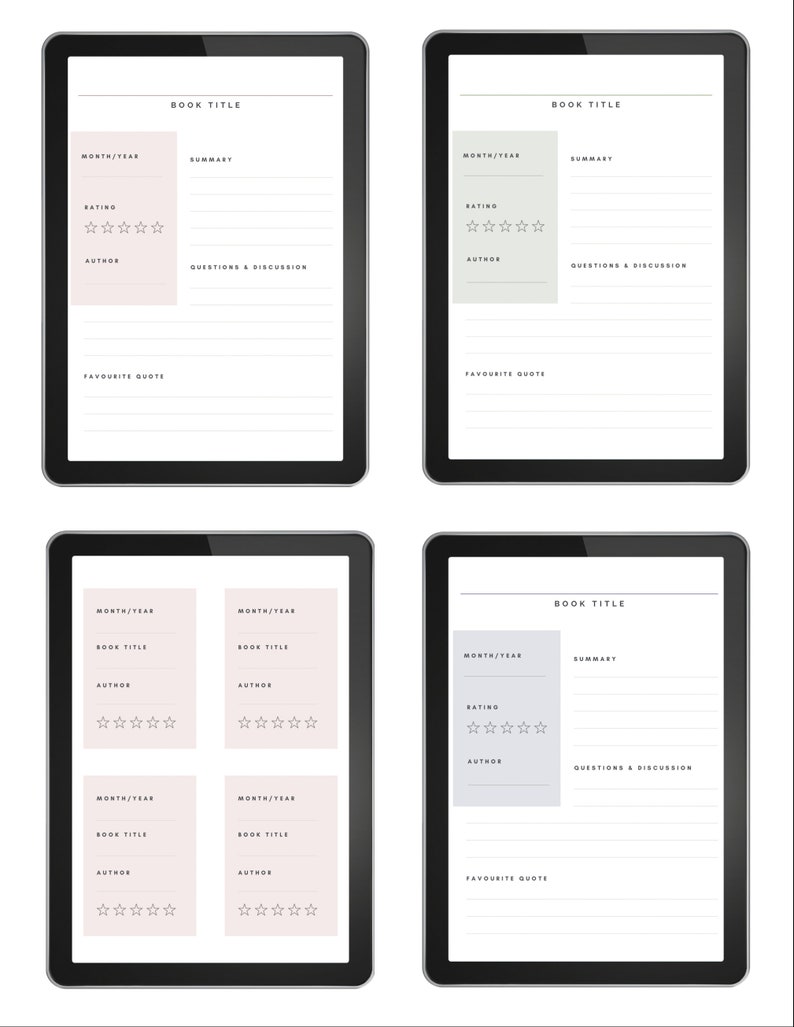 Book Club Template Printable PDF - Etsy