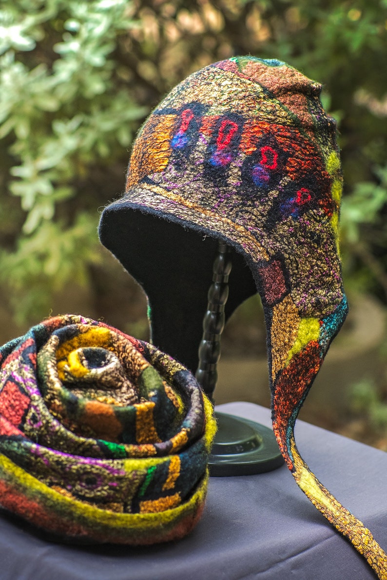 Colorful Nuno Felted - Silk/ Wool Hat - One of a Kind, Handmade - Etsy