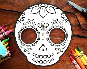 dia de los muertos mask coloring sheet