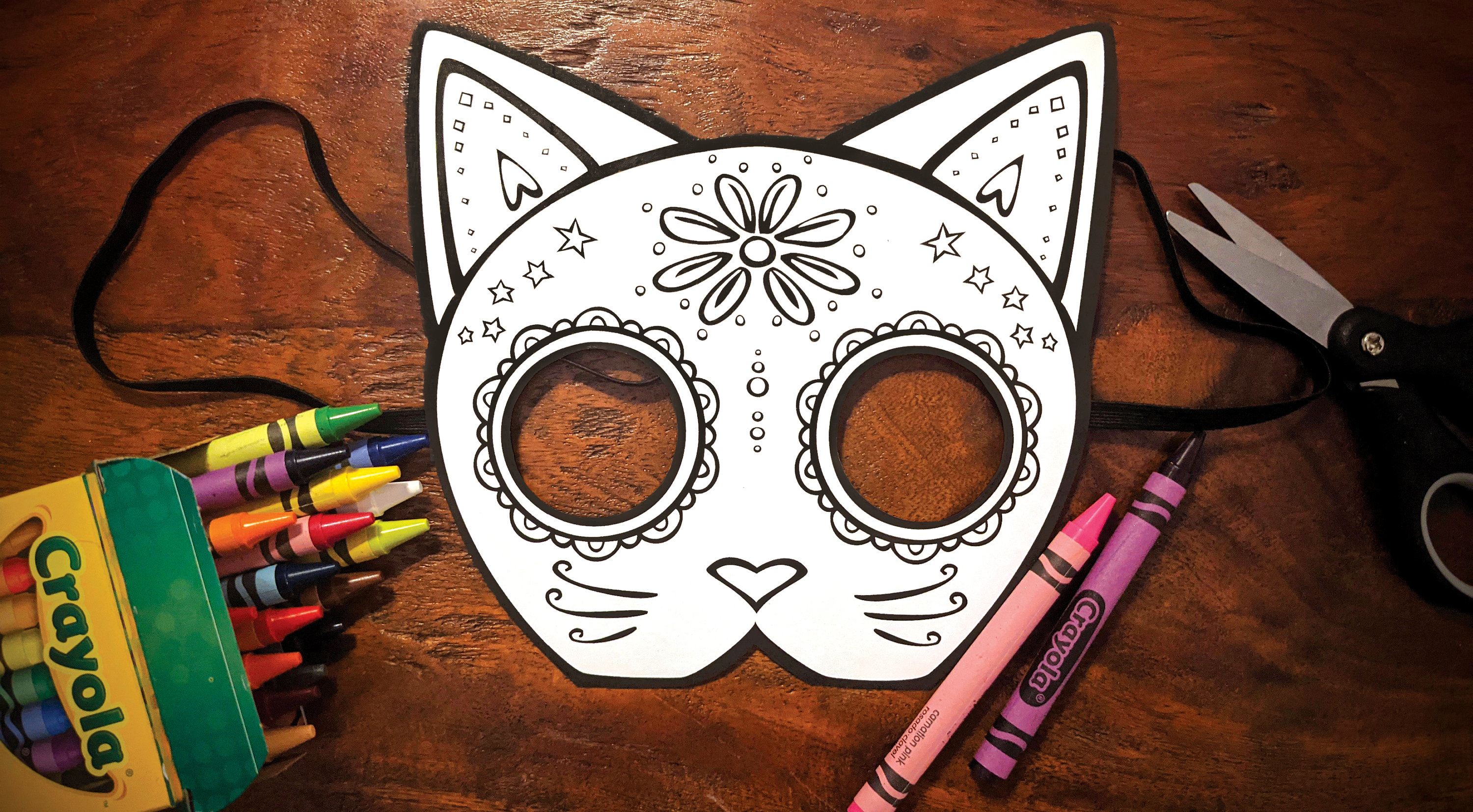 Two Sugar Skull Masks | Printable Coloring Activity for Kids | Day of ...