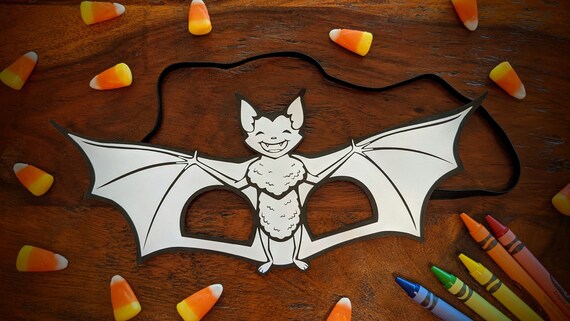 Halloween Bat Mask Printable Coloring Activity for Kids | Etsy