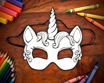 Unicorn Coloring Mask Printable Kids Party Favor Classroom or Birthday ...