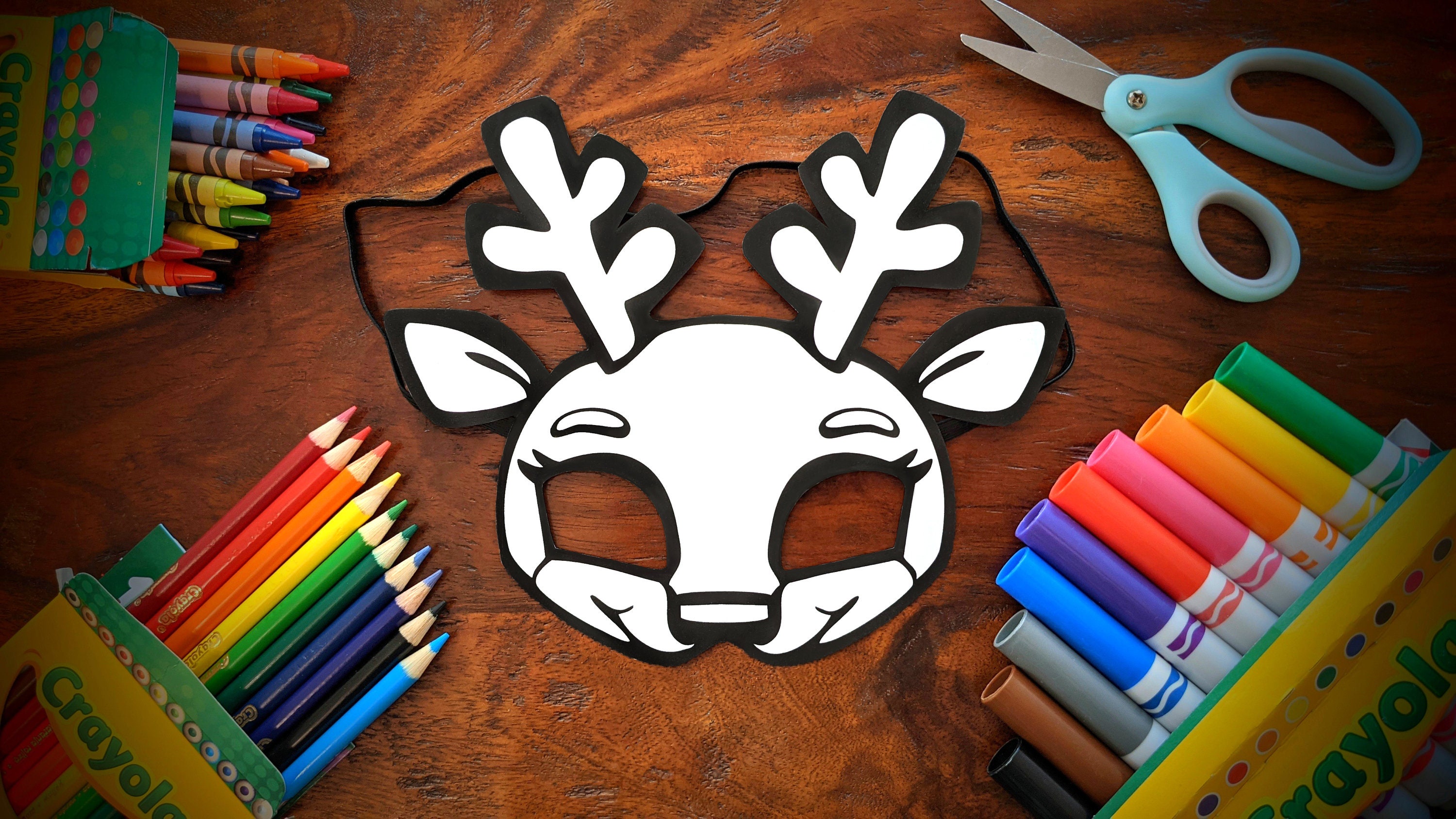 Christmas Reindeer Mask | Printable Coloring Activity for Kids ...