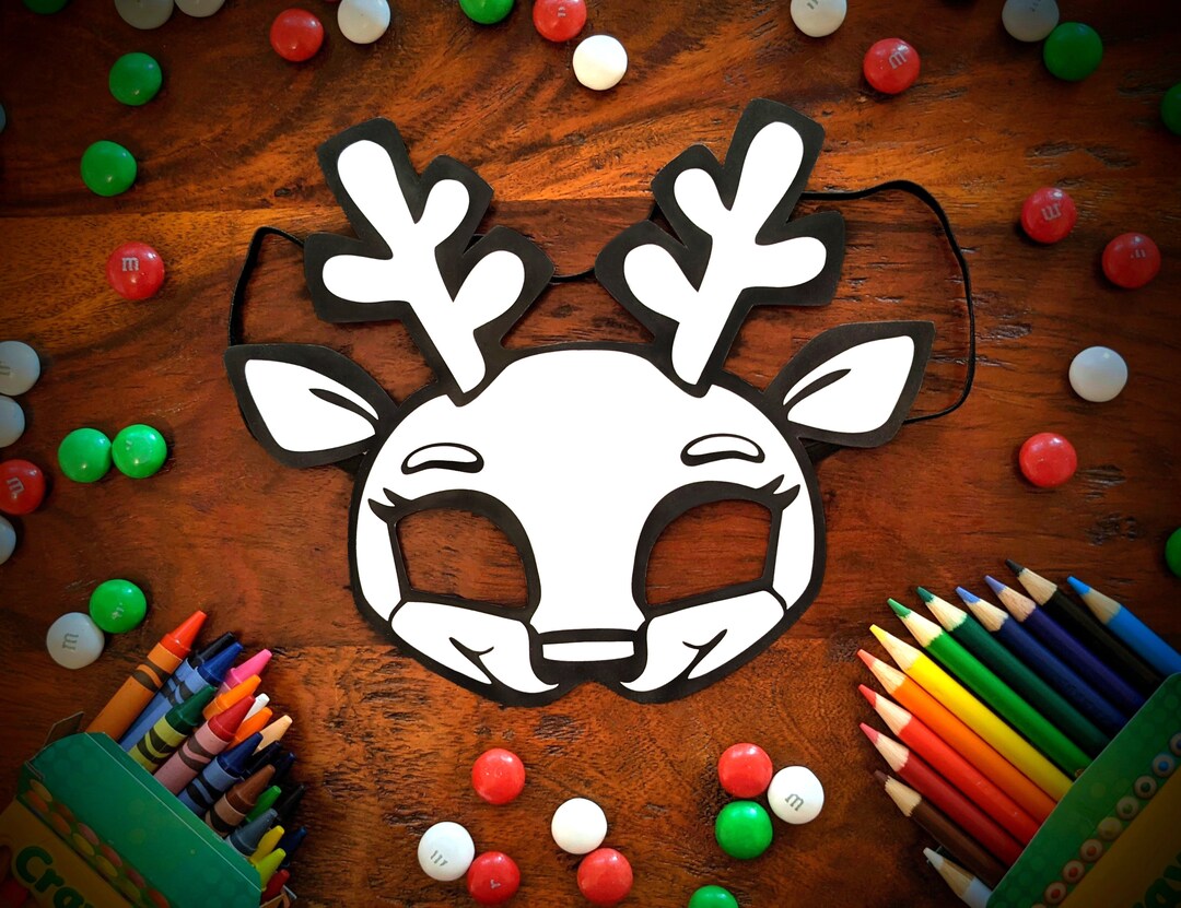 Christmas Reindeer Mask | Printable Coloring Activity for Kids ...