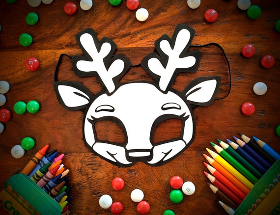 Christmas Reindeer Mask Printable Coloring Activity for Kids - Etsy