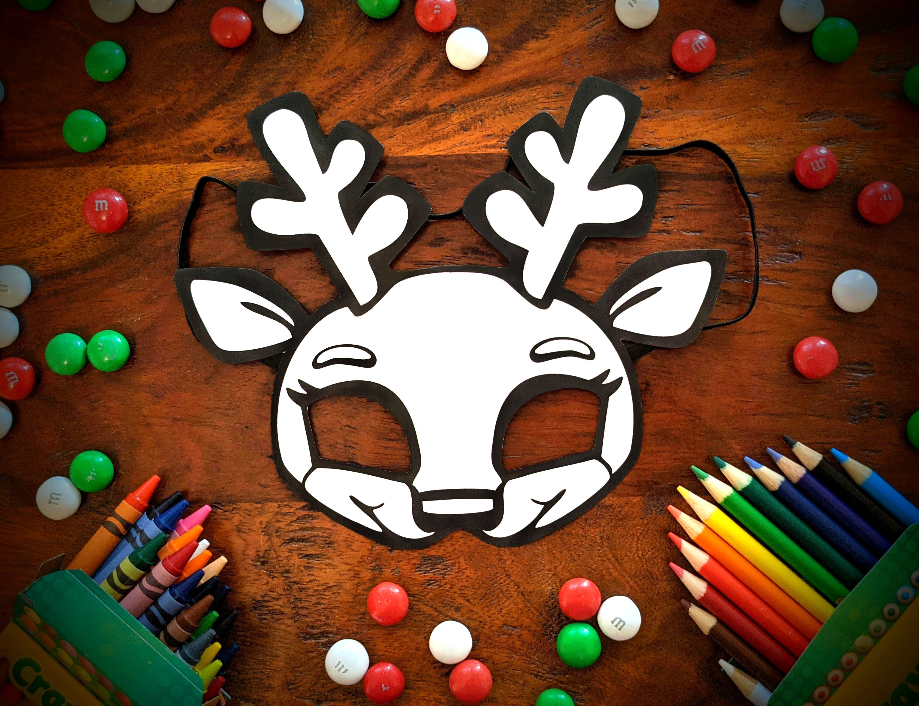 Christmas Reindeer Mask | Printable Coloring Activity for Kids ...