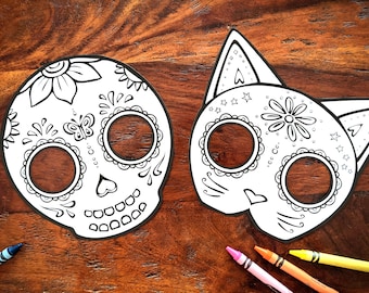 Halloween Printable Coloring Mask for Kids Skull - Etsy