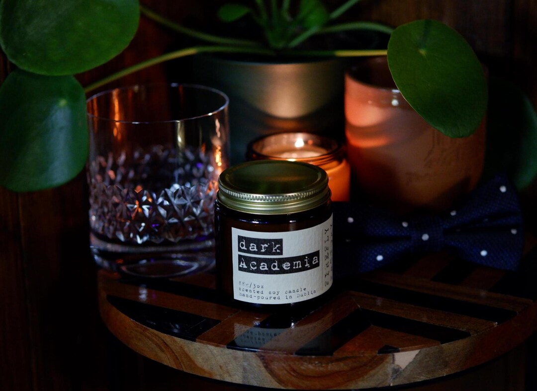 Dark Academia Candle: Leather & Vanilla Scented Soy Wax - Etsy