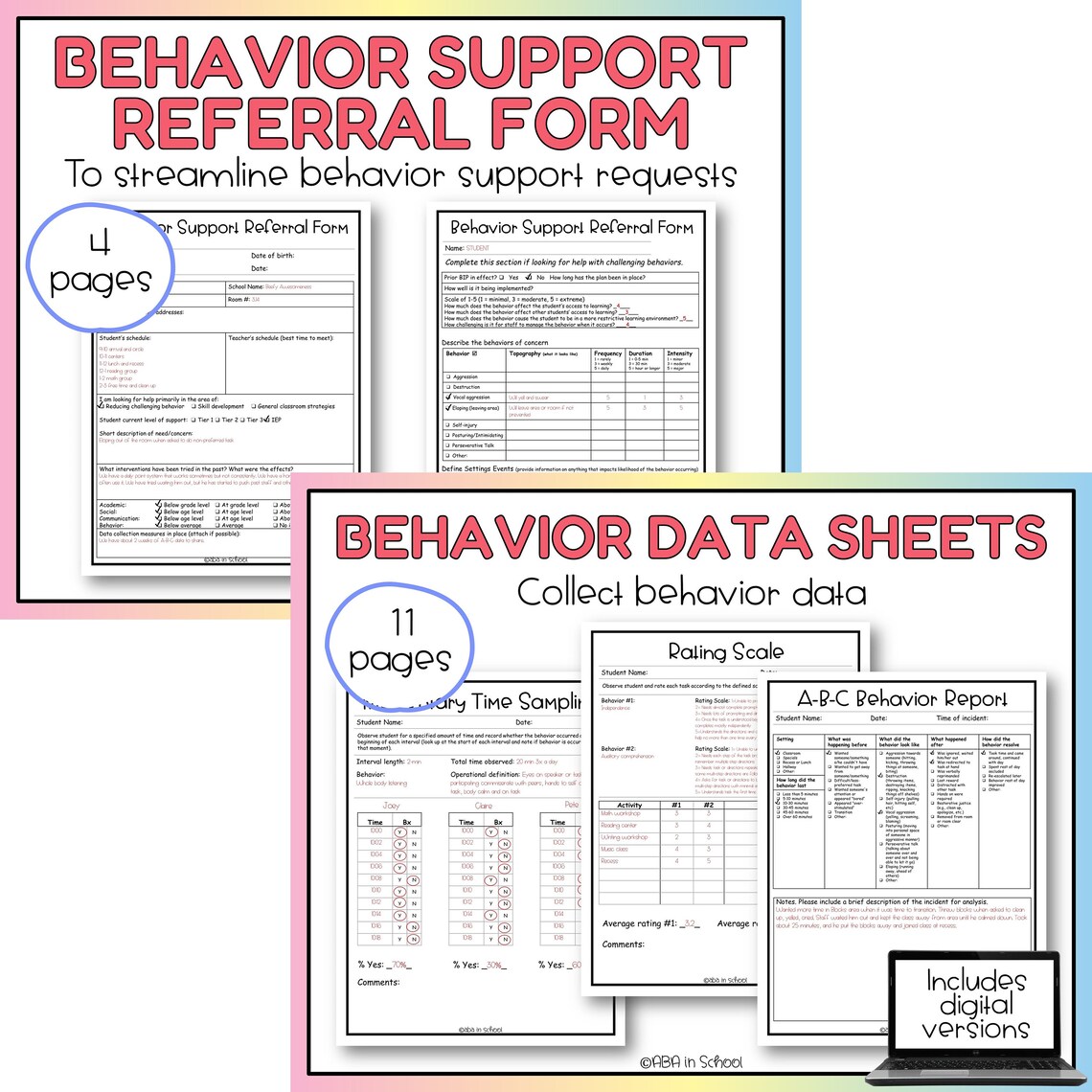 FBA Behavior Intervention Plan Template: Special Education Behavior ...