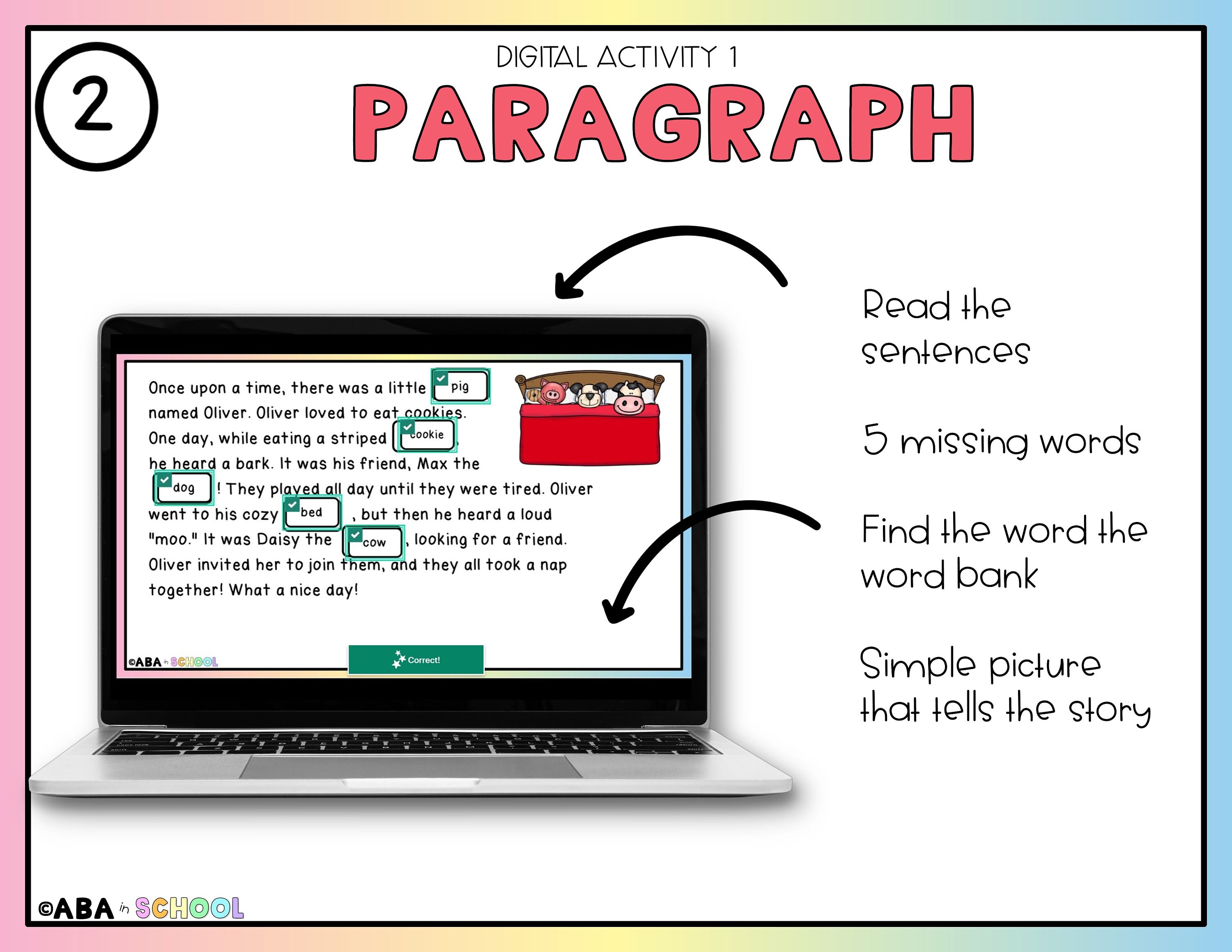 Easy Cloze Reading Comprehension Passages Functional Words Special ...