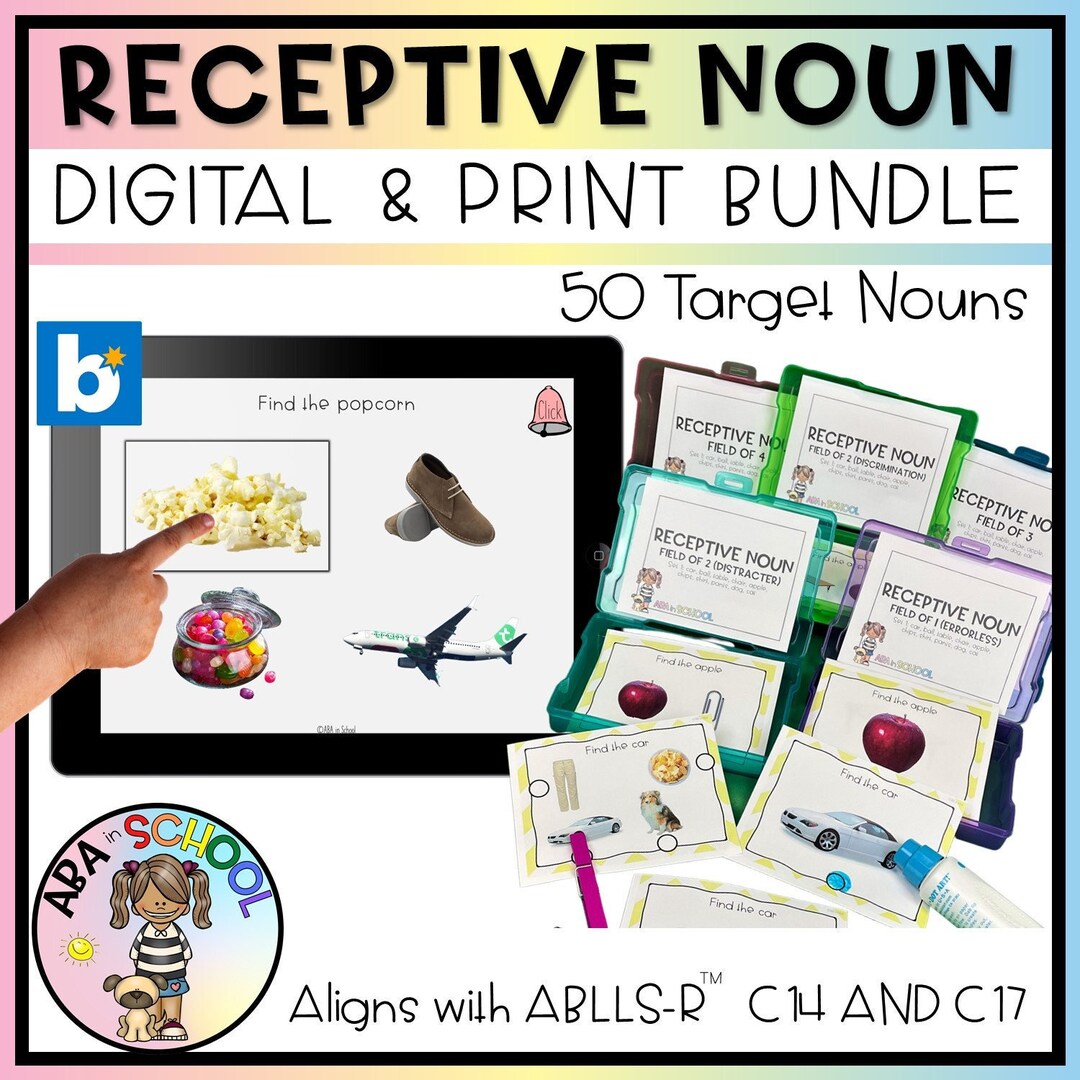 Receptive Language Activities | Find the Noun 50 Targets | ABLLS C14 ...