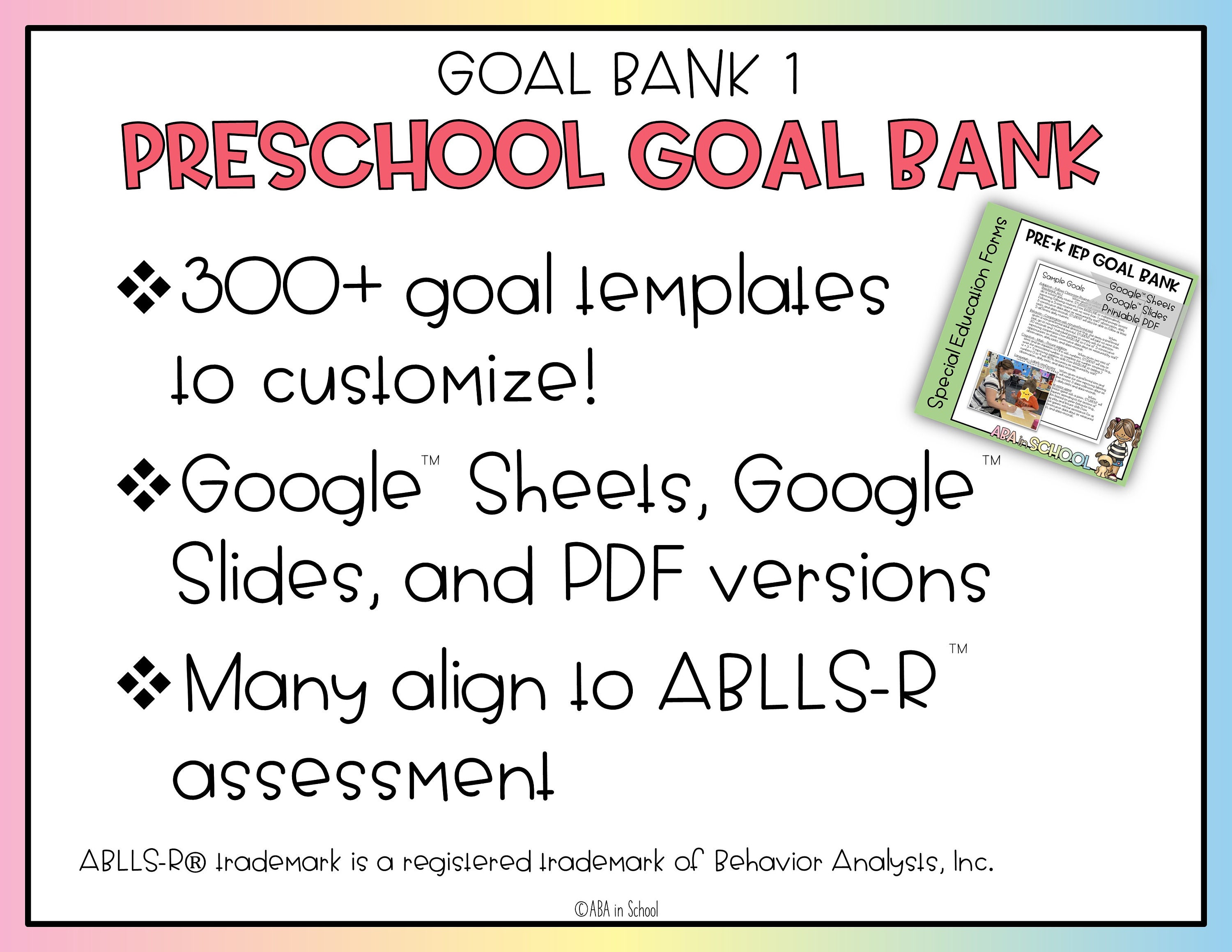Common Core Standards IEP Goal Bank Preschool and Kindergarten - Etsy