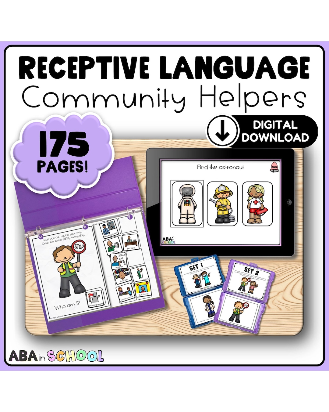 Community Helpers ABA Activity: Receptive Language & ABLLS Assessment ...