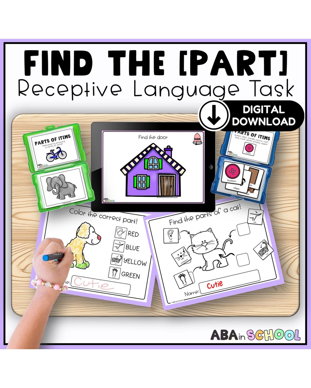 Receptive Identification PARTS of Items Vocabulary Activity - Features ...