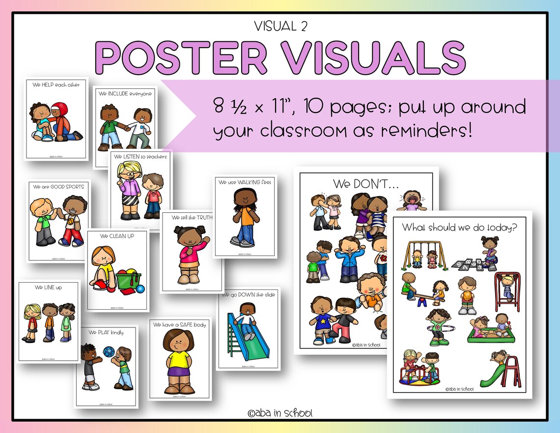 Recess Rules and Behavior Social Skills Visuals Playground Expectations ...
