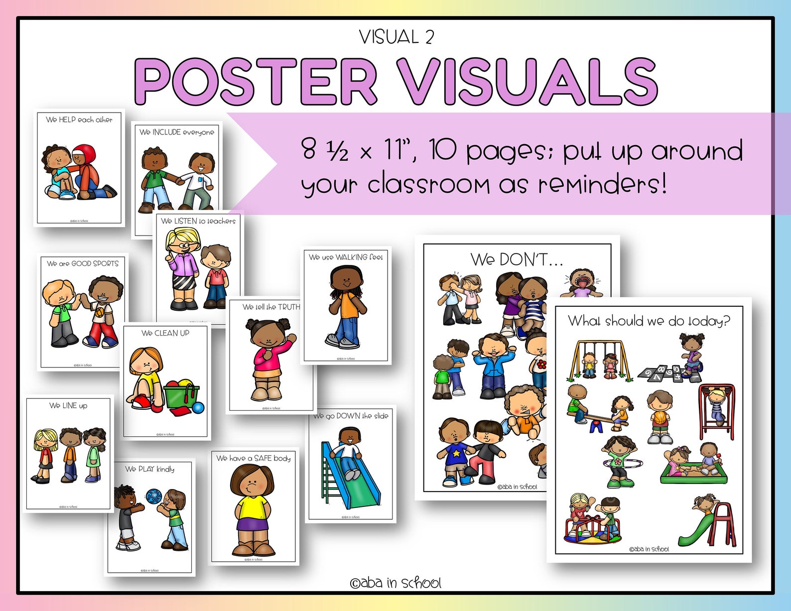 Recess Rules and Behavior Social Skills Visuals Playground Expectations ...