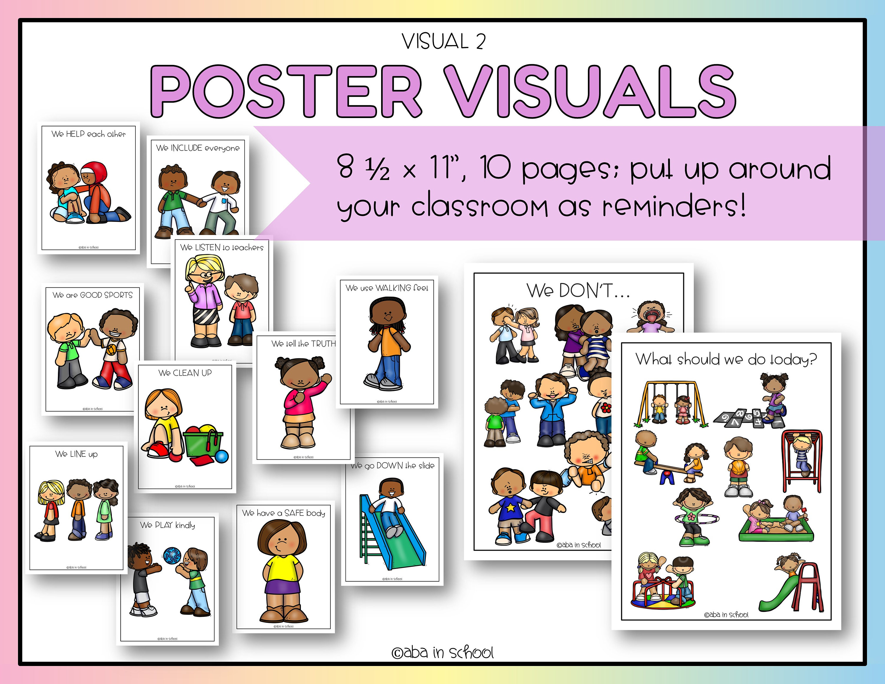 Recess Rules and Behavior Social Skills Visuals Playground Expectations ...