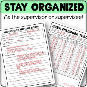 BCBA Fieldwork Supervision Tracker: ABA Feedback Forms (digital ...